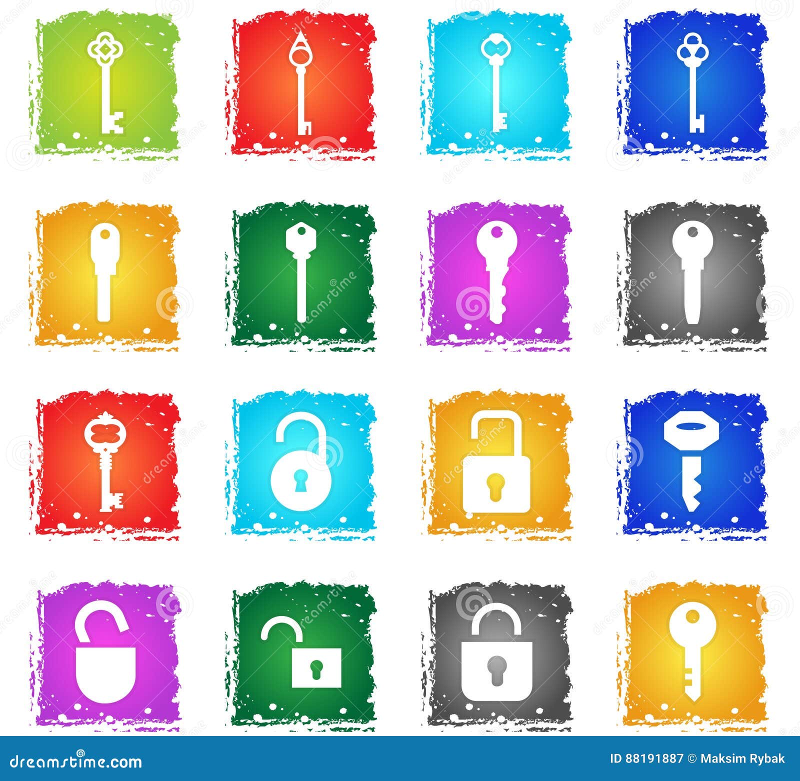 Lock and key icon set stock illustration. Illustration of shape - 88191887