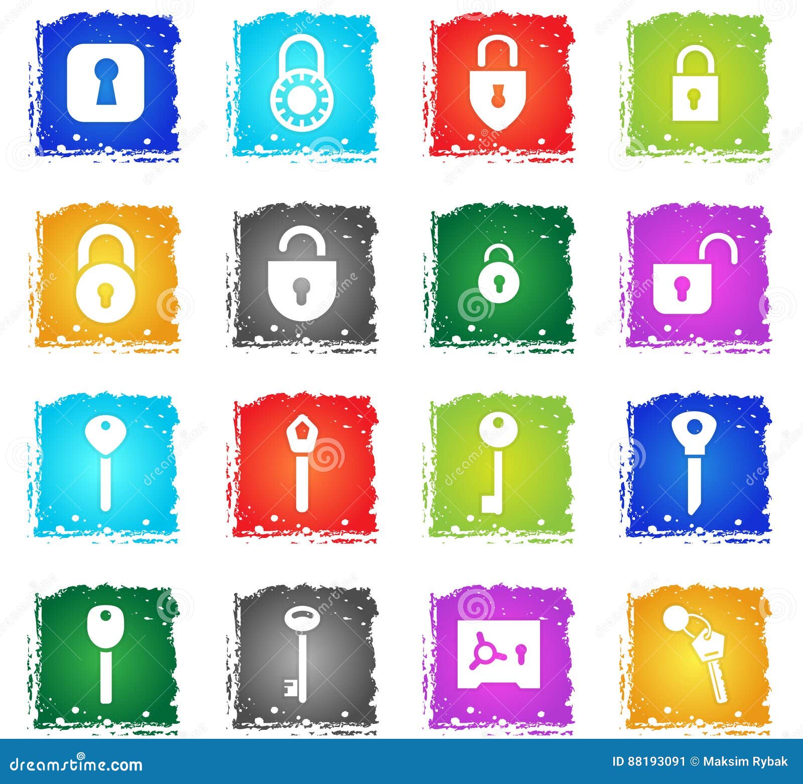 Lock and key icon set stock illustration. Illustration of secured ...