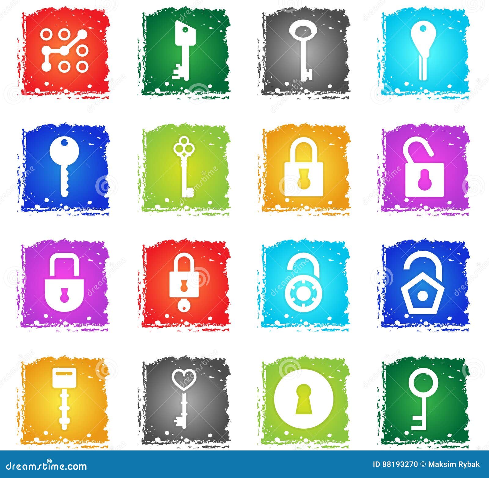 Lock and key icon set stock illustration. Illustration of keyhole ...