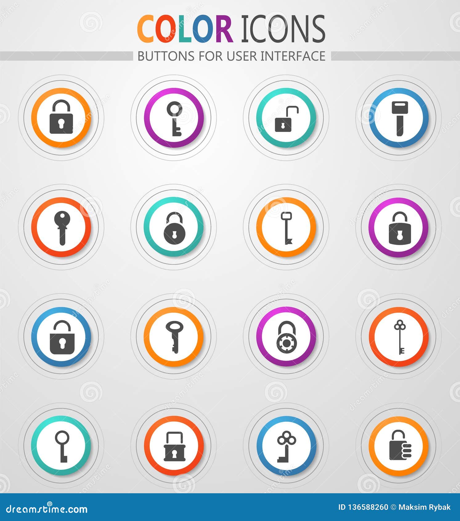 Lock and Key icons set stock vector. Illustration of symbol - 136588260