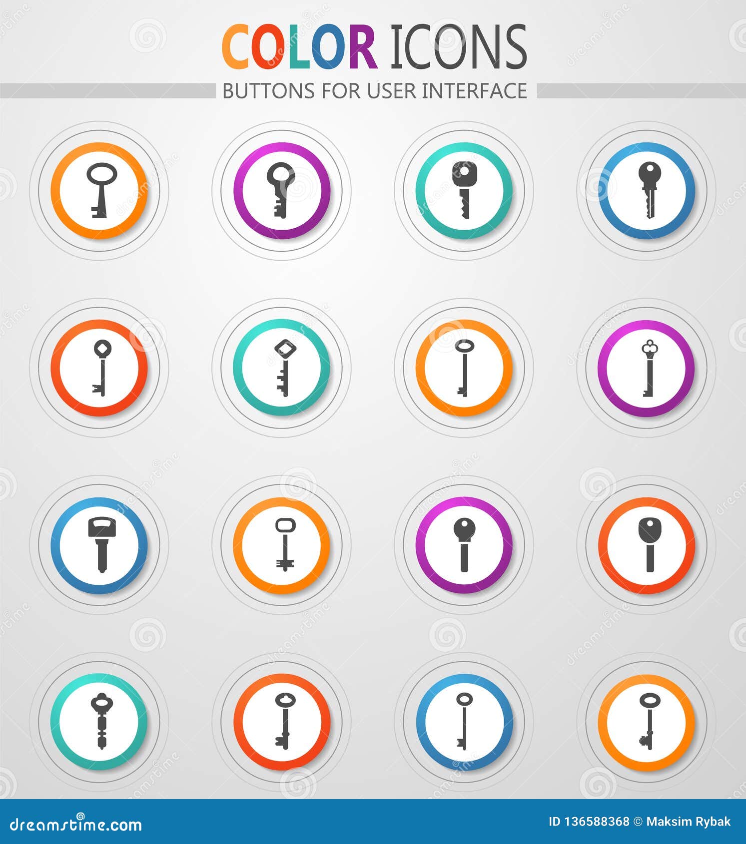 Lock and Key icons set stock vector. Illustration of vector - 136588368