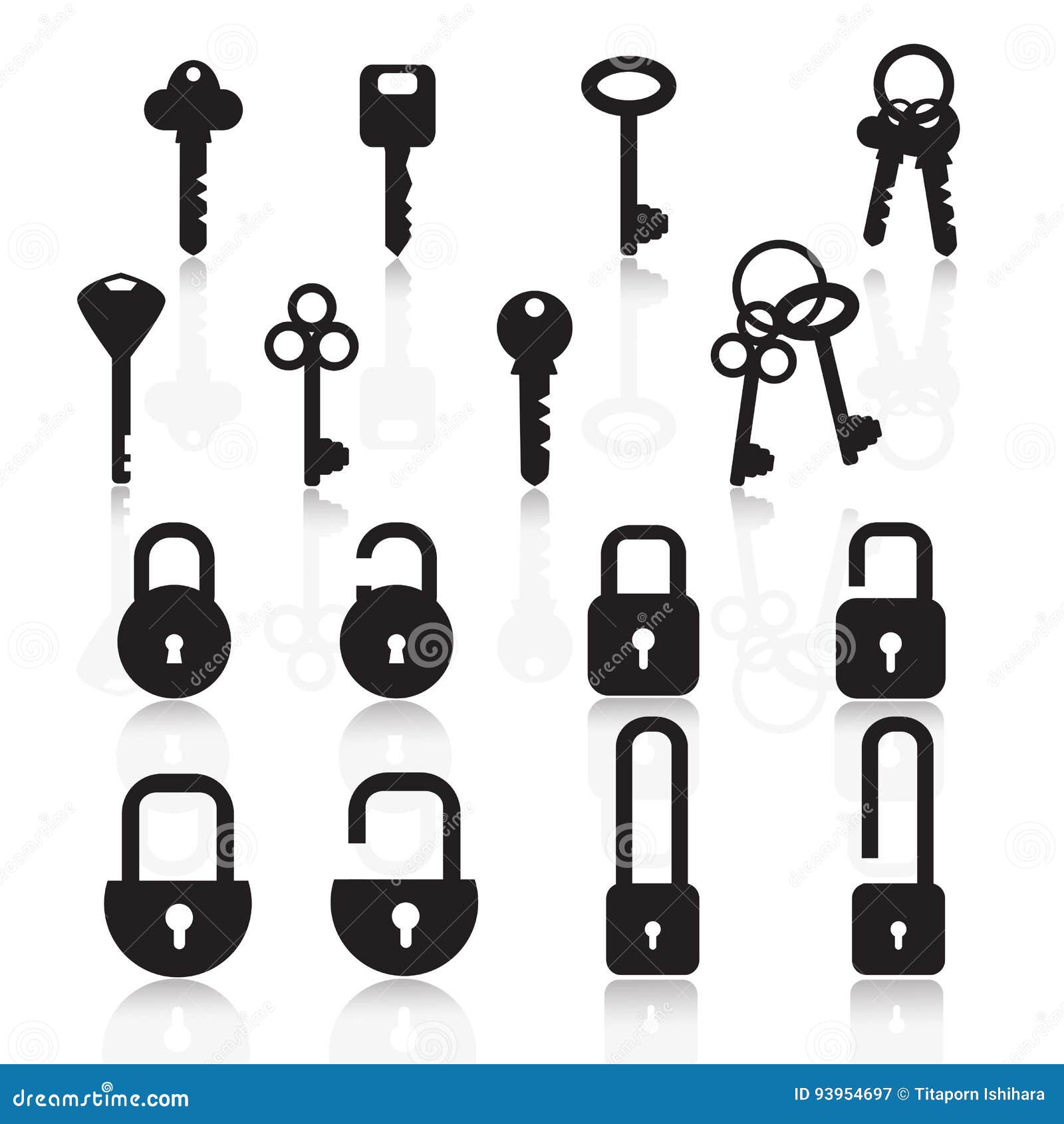 Lock and key icon vector stock vector. Illustration of lock - 93954697