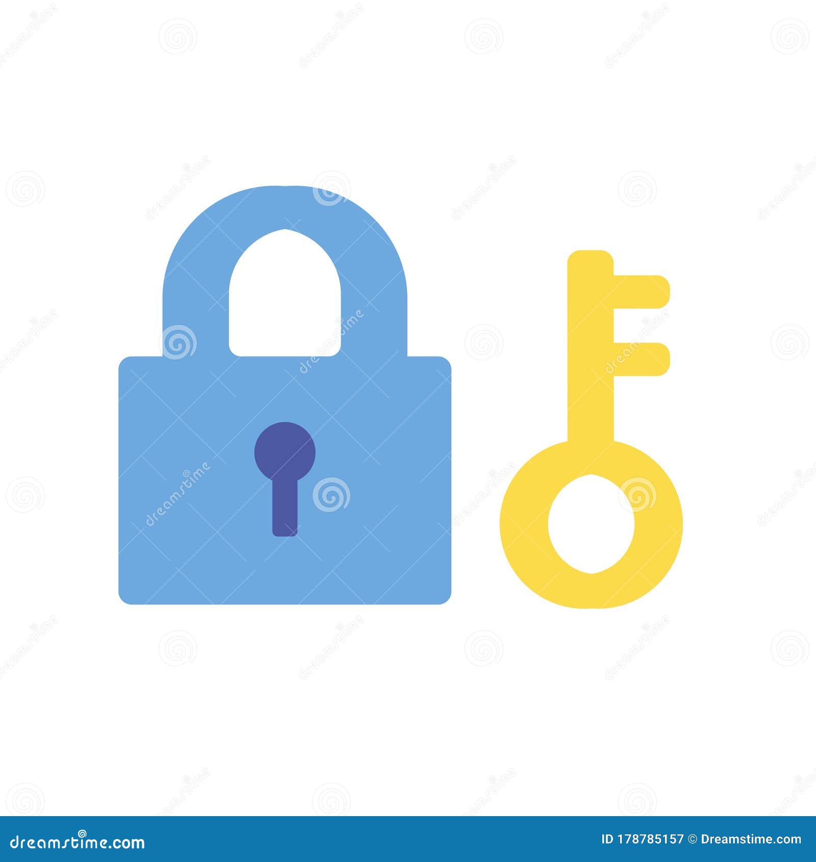 Lock and Key Icon on White Background. Vector Illustration in Trendy ...