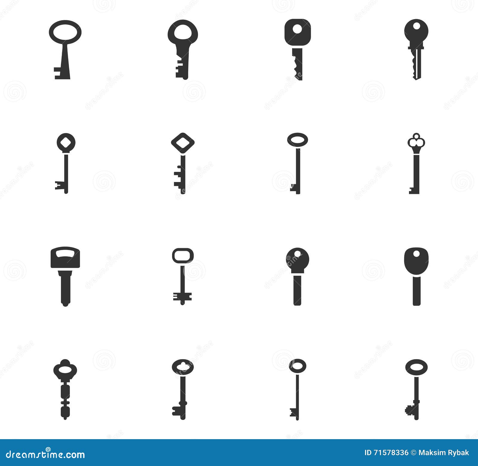 Lock and Key icons set stock vector. Illustration of lock - 71578336
