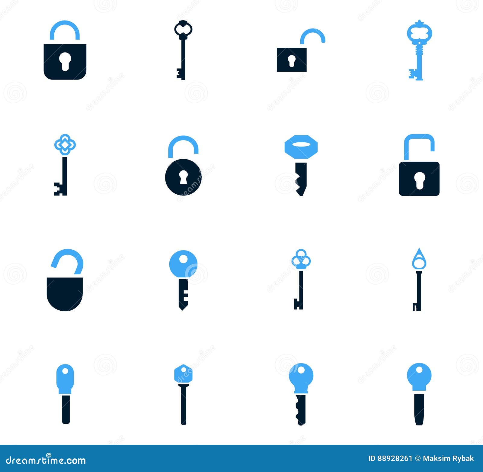 Lock and Key icons set stock illustration. Illustration of security ...
