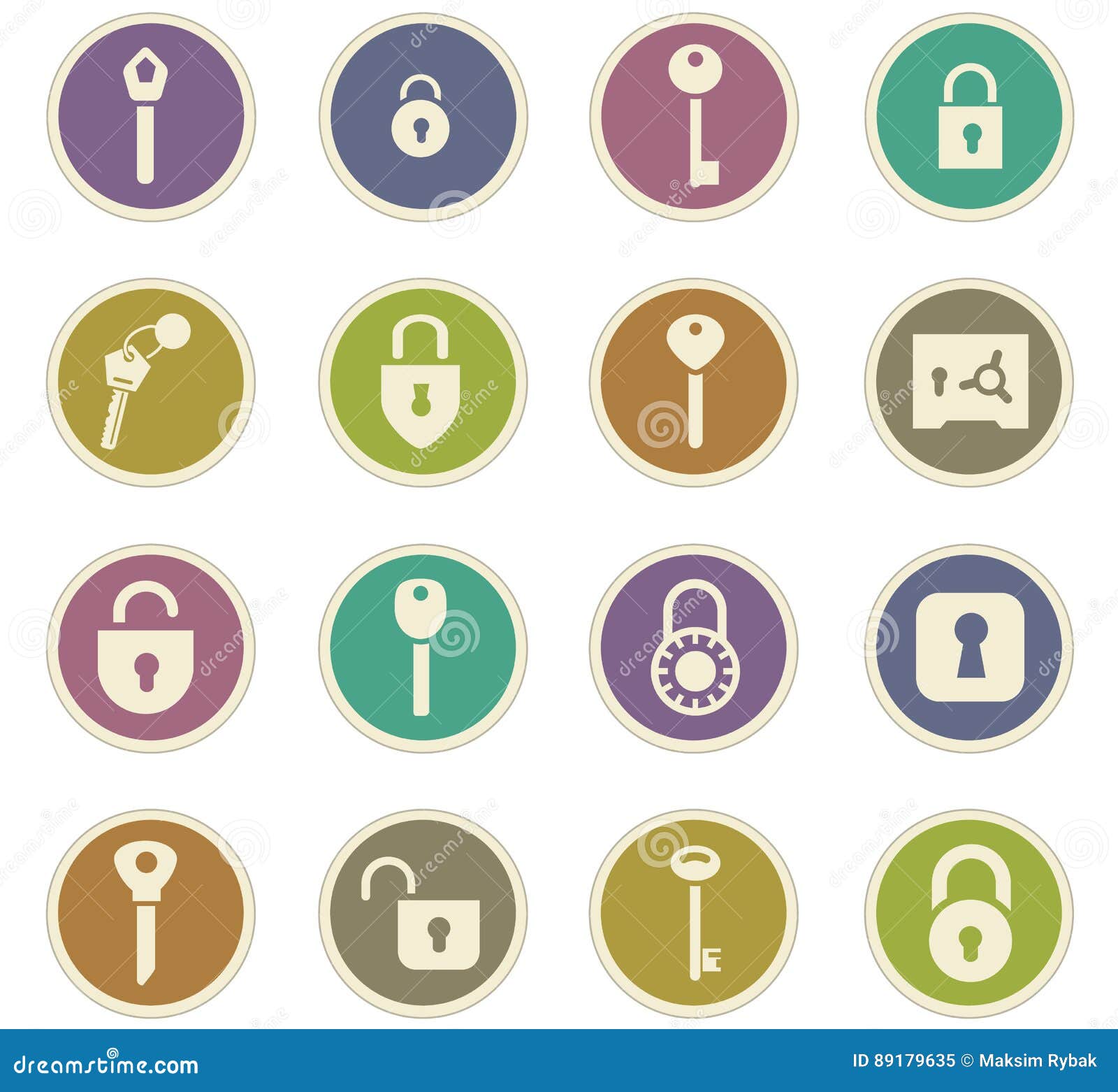 Lock and Key icons set stock illustration. Illustration of lock - 89179635