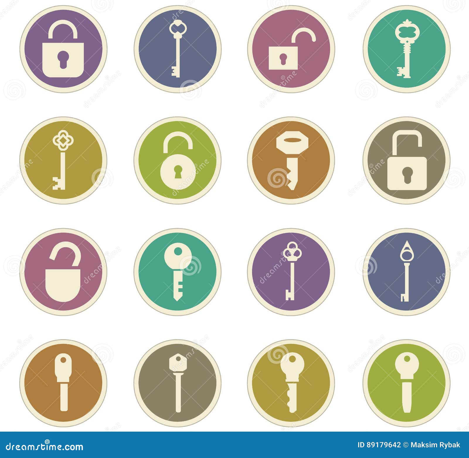 Lock and Key icons set stock illustration. Illustration of modern ...