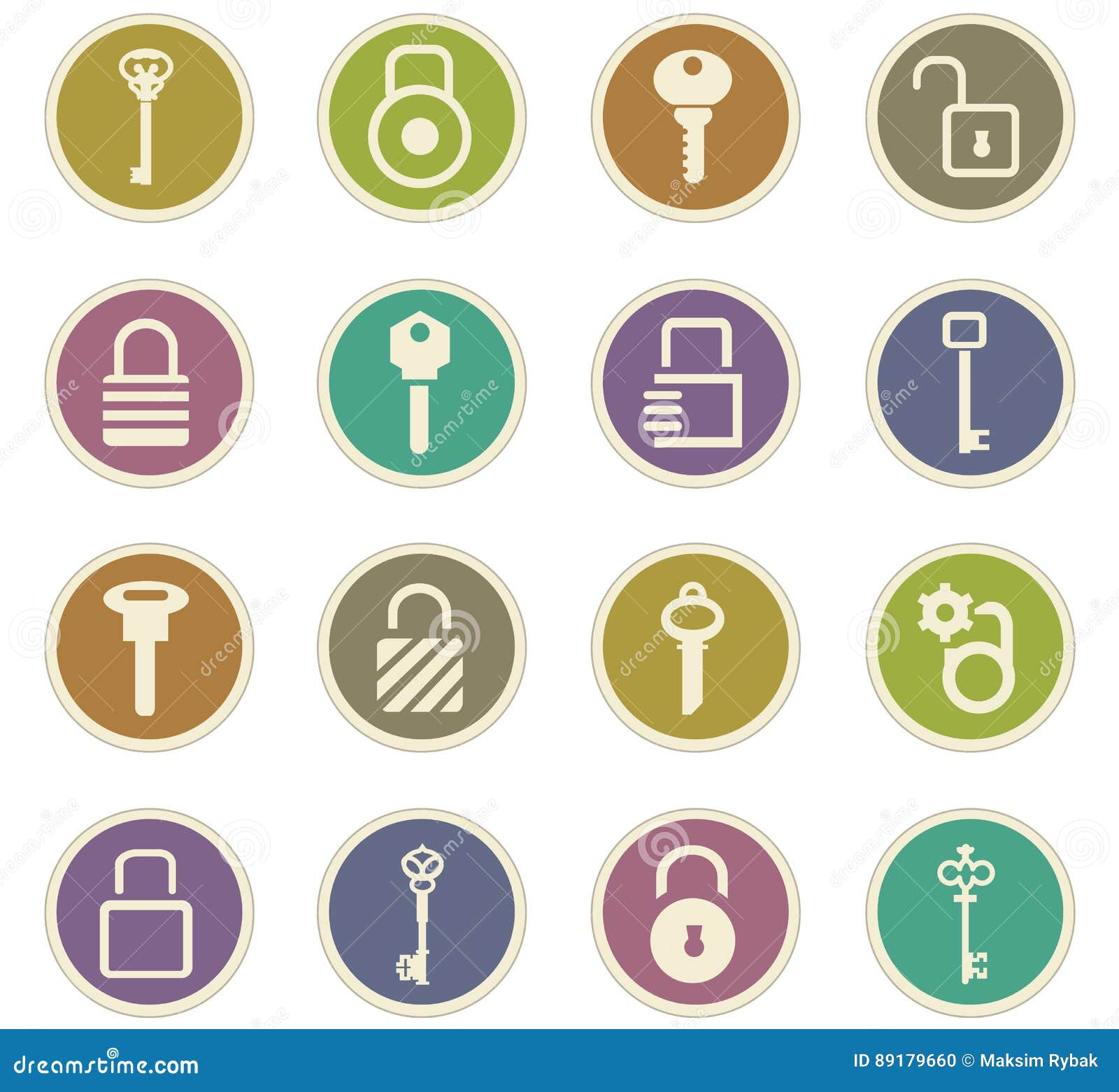 Lock and Key icons set stock illustration. Illustration of padlock ...