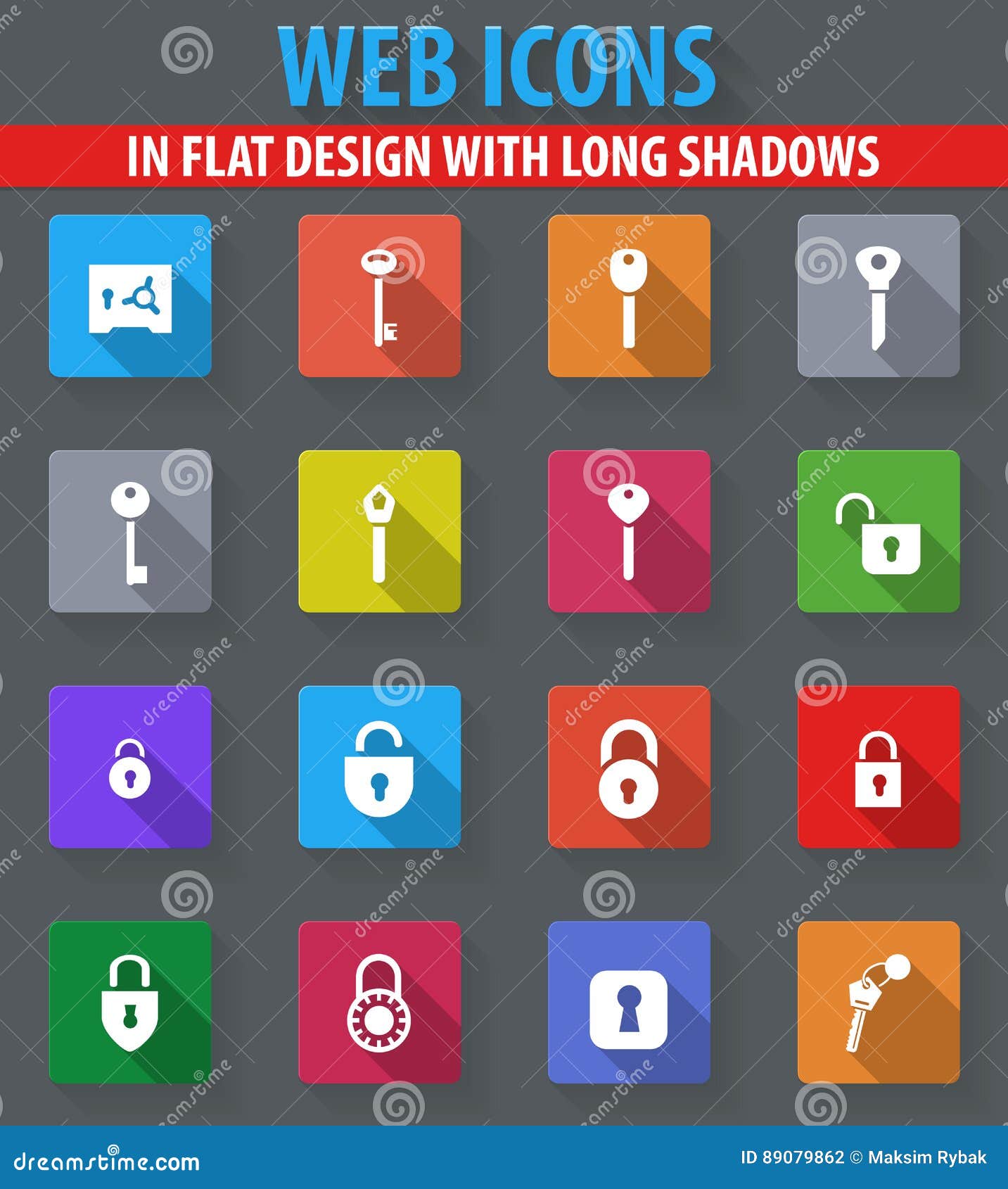 Lock and Key icons set stock vector. Illustration of safe - 89079862