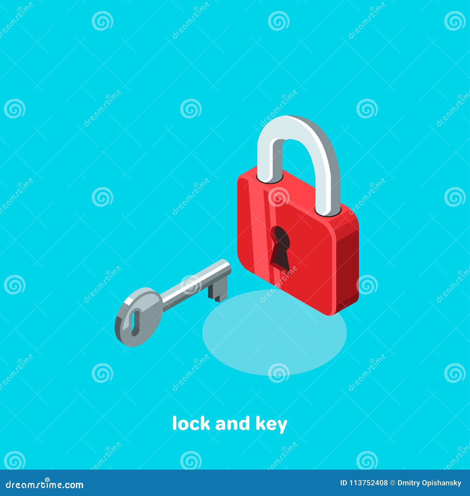 Lock and Key, Isometric Image Stock Vector - Illustration of open ...