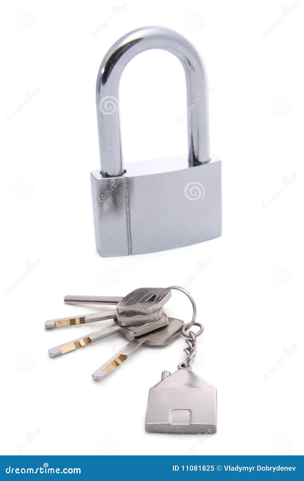 Lock with key and key ring stock image. Image of protect - 11081825