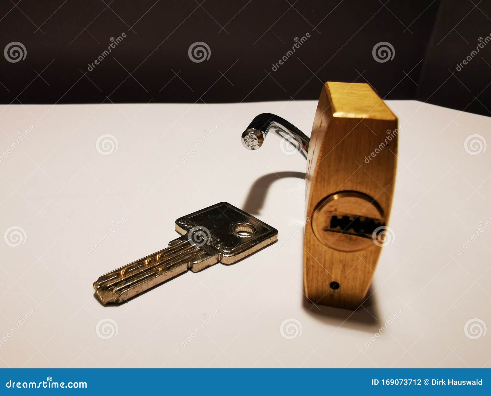 A lock with a key stock photo. Image of white, golden - 169073712