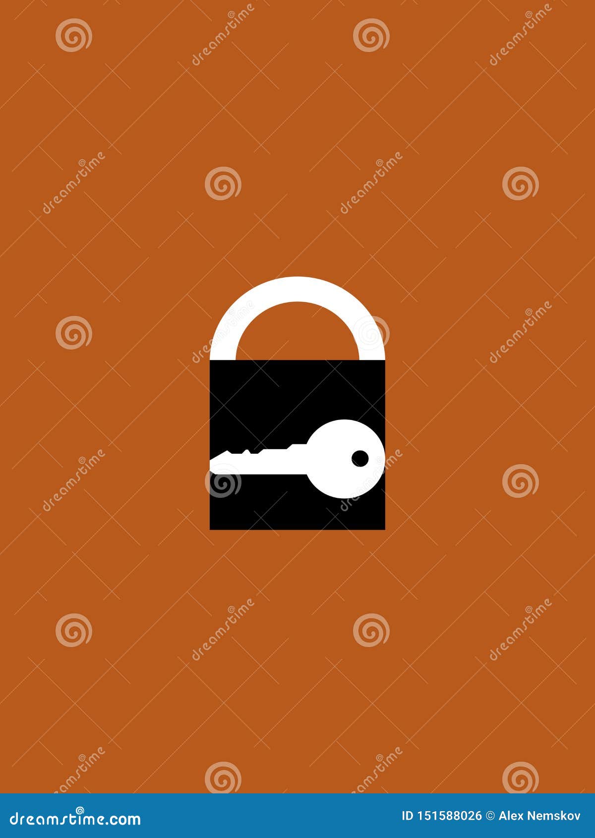 Lock and Key on Orange Background Stock Illustration - Illustration of ...