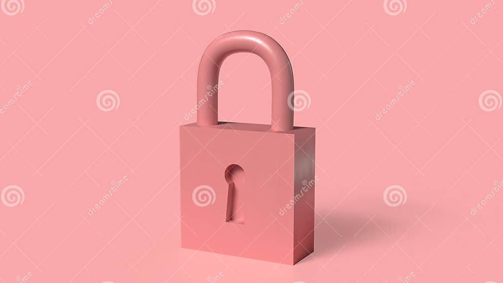 The Lock Key on Pink Color Background for Security Concept 3d Rendering ...