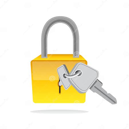 Lock and key vector icon stock vector. Illustration of place - 10788936