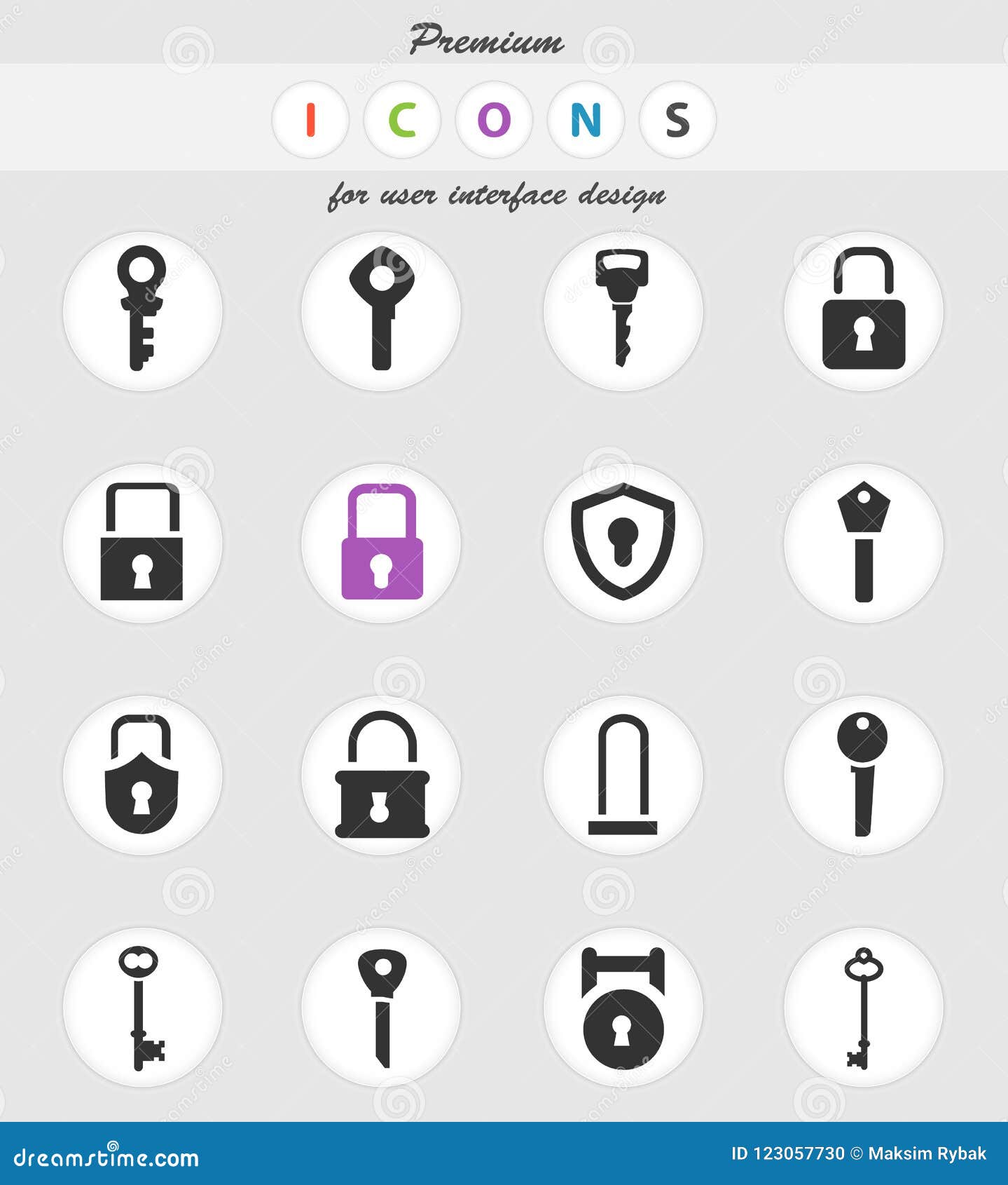 Lock and key icon set stock vector. Illustration of icon - 123057730