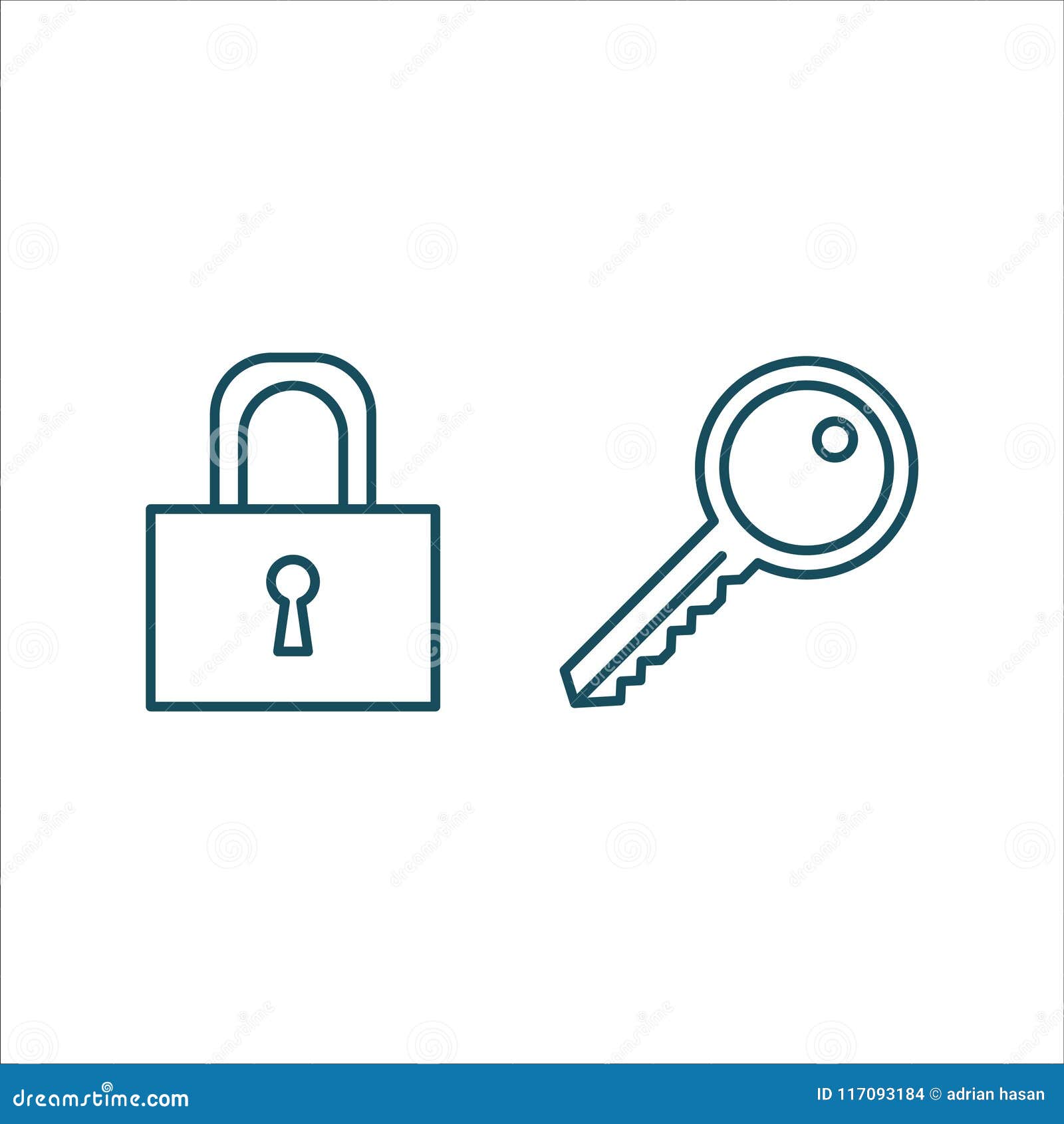 Lock and Key Vector Line Art Stock Vector - Illustration of health ...