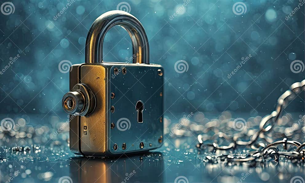 A Lock with a Keyhole is Sitting on a Table with Chains Around it ...
