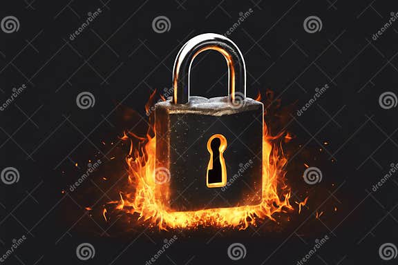 A Lock with a Keyhole is Surrounded by Fire Stock Photo - Image of ...