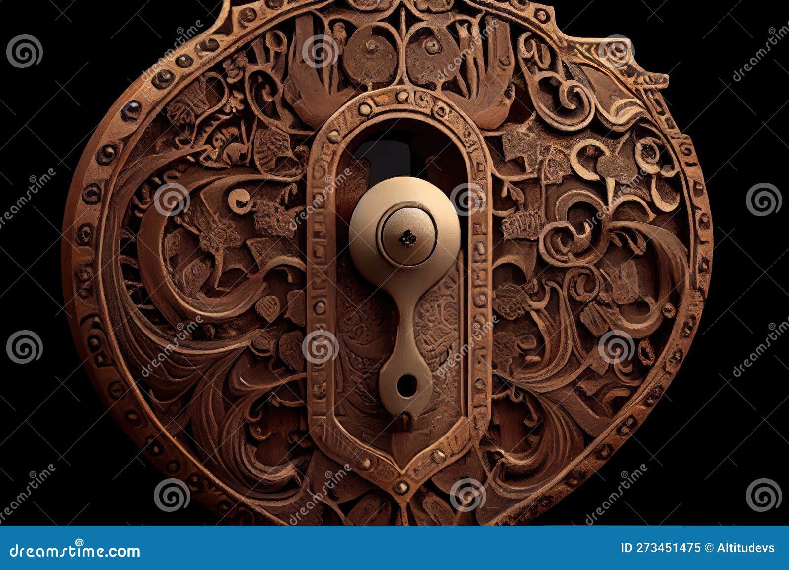 A Lock with a Keyhole Surrounded by Intricate Carvings Stock ...