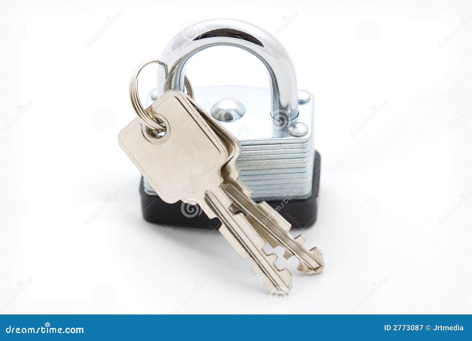 Lock And Keys. Closeup Of A Old Opened Brass Padlock With Key Inside ...