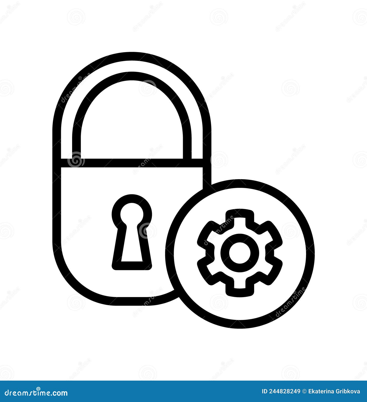 Lock and Keys Flat Line Icon. Outline Sign for Mobile Concept and Web ...