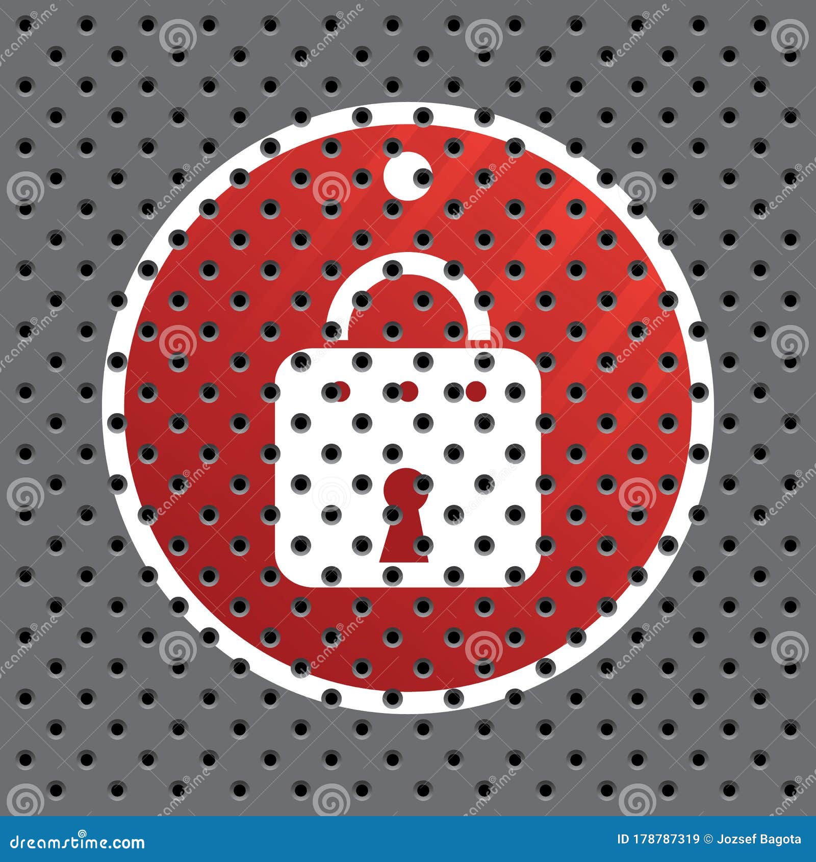Lock Label on a Perforated Metal Background Stock Vector - Illustration ...