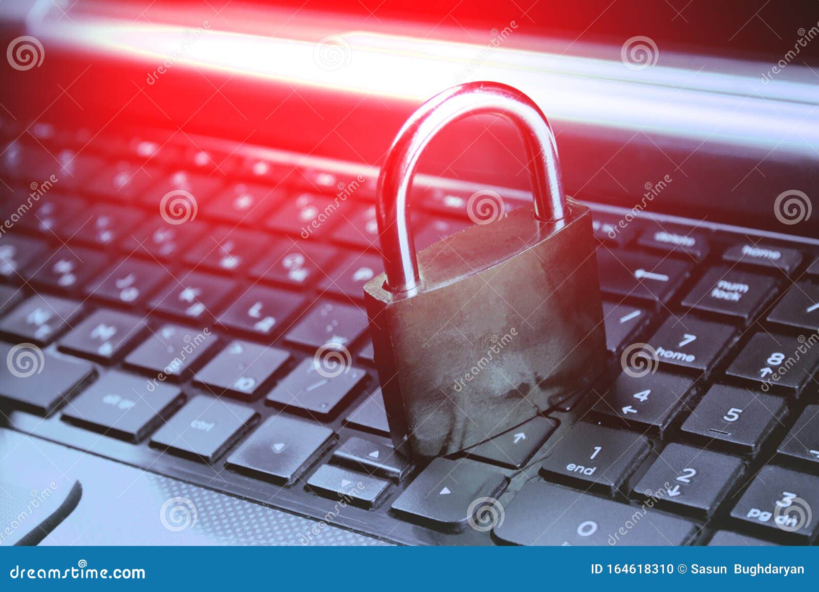 Lock on Laptop As Computer Protection and Cyber Safety Stock Photo ...