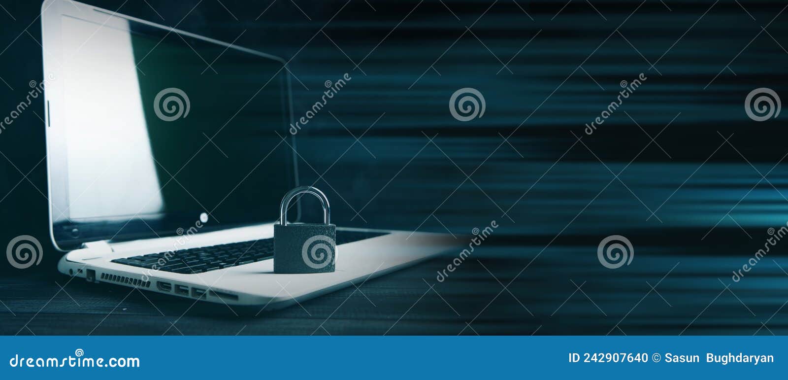Lock on Laptop. Cybersecurity Concept Stock Photo - Image of safety ...