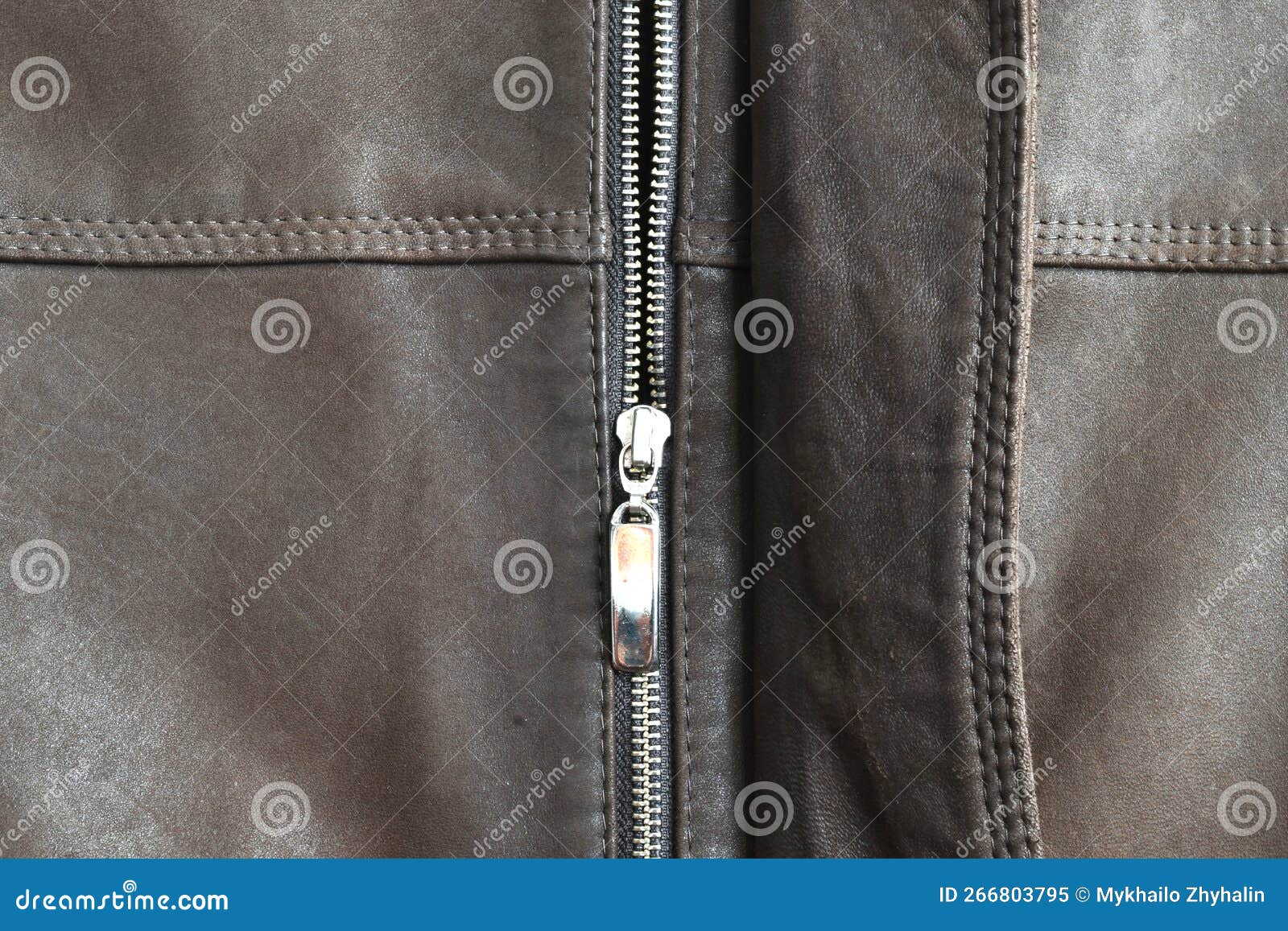 The Lock on a Lightning Fastener Which is Sewn in a Leather Jacket ...