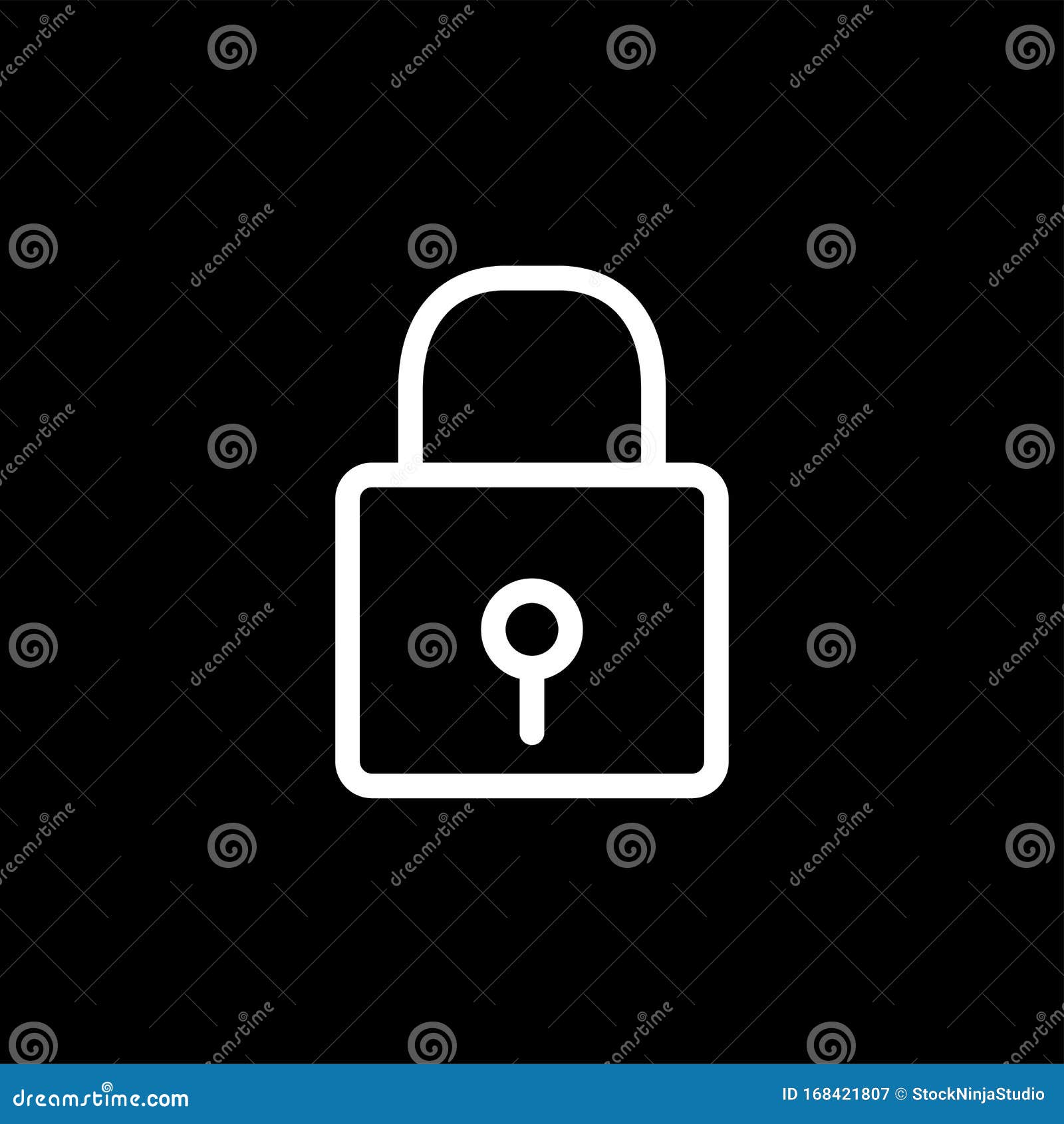 Lock Line Icon on Black Background. Black Flat Style Vector ...