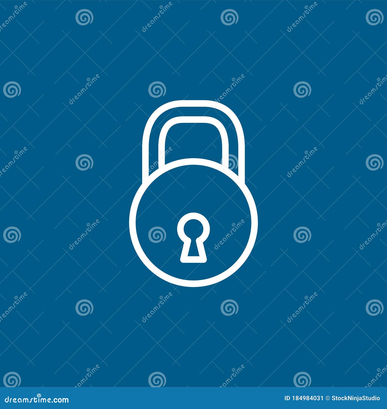 Lock Line Icon on Blue Background. Blue Flat Style Vector Illustration ...