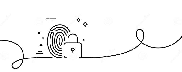 Lock Line Icon. Fingerprint Access Sign. Continuous Line with Curl. Vector Stock Illustration ...