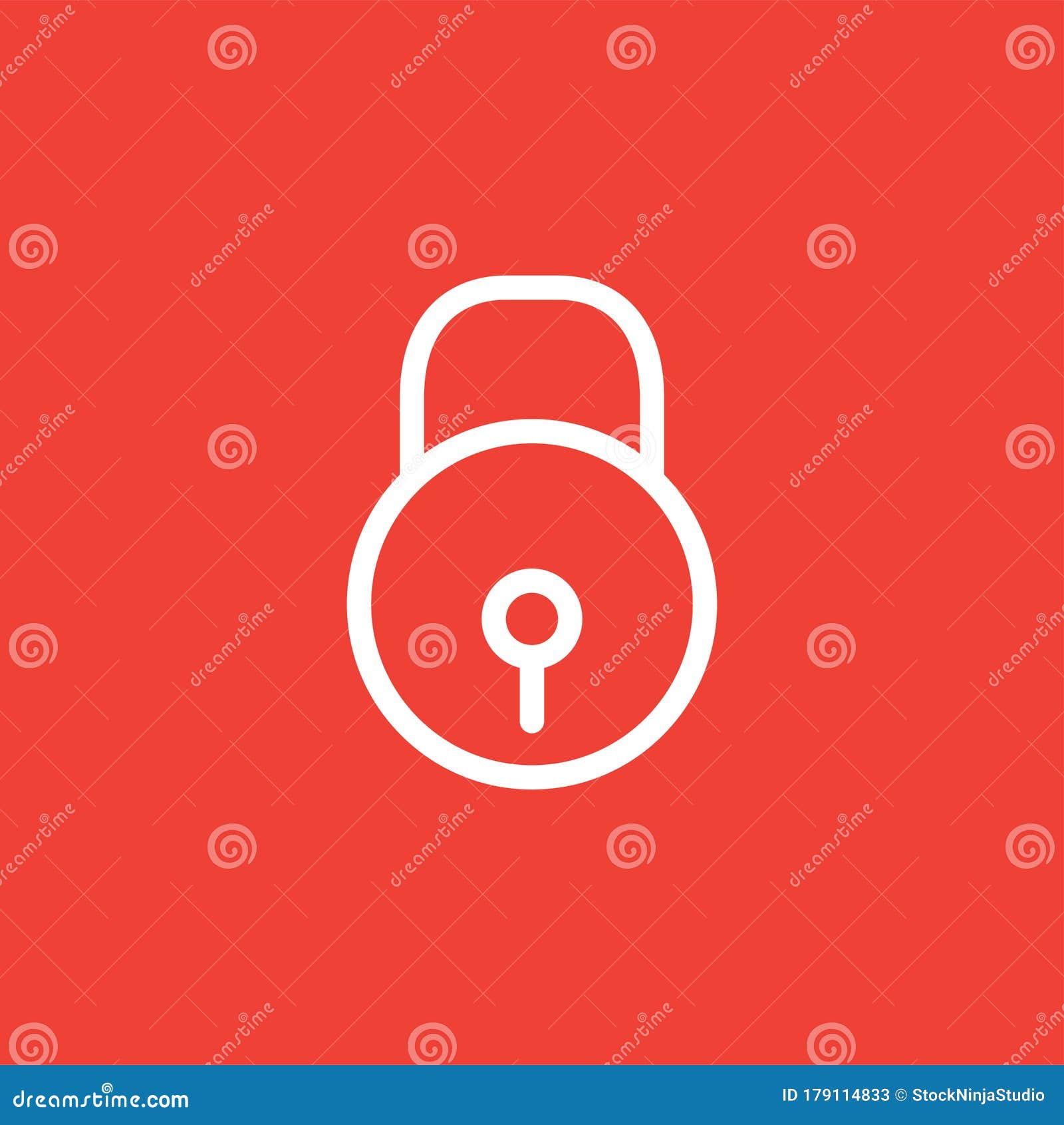 Lock Line Icon on Red Background. Red Flat Style Vector Illustration ...