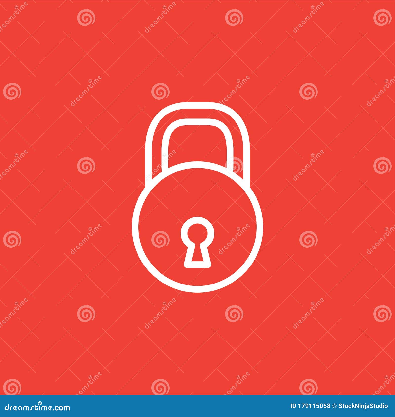 Lock Line Icon on Red Background. Red Flat Style Vector Illustration ...