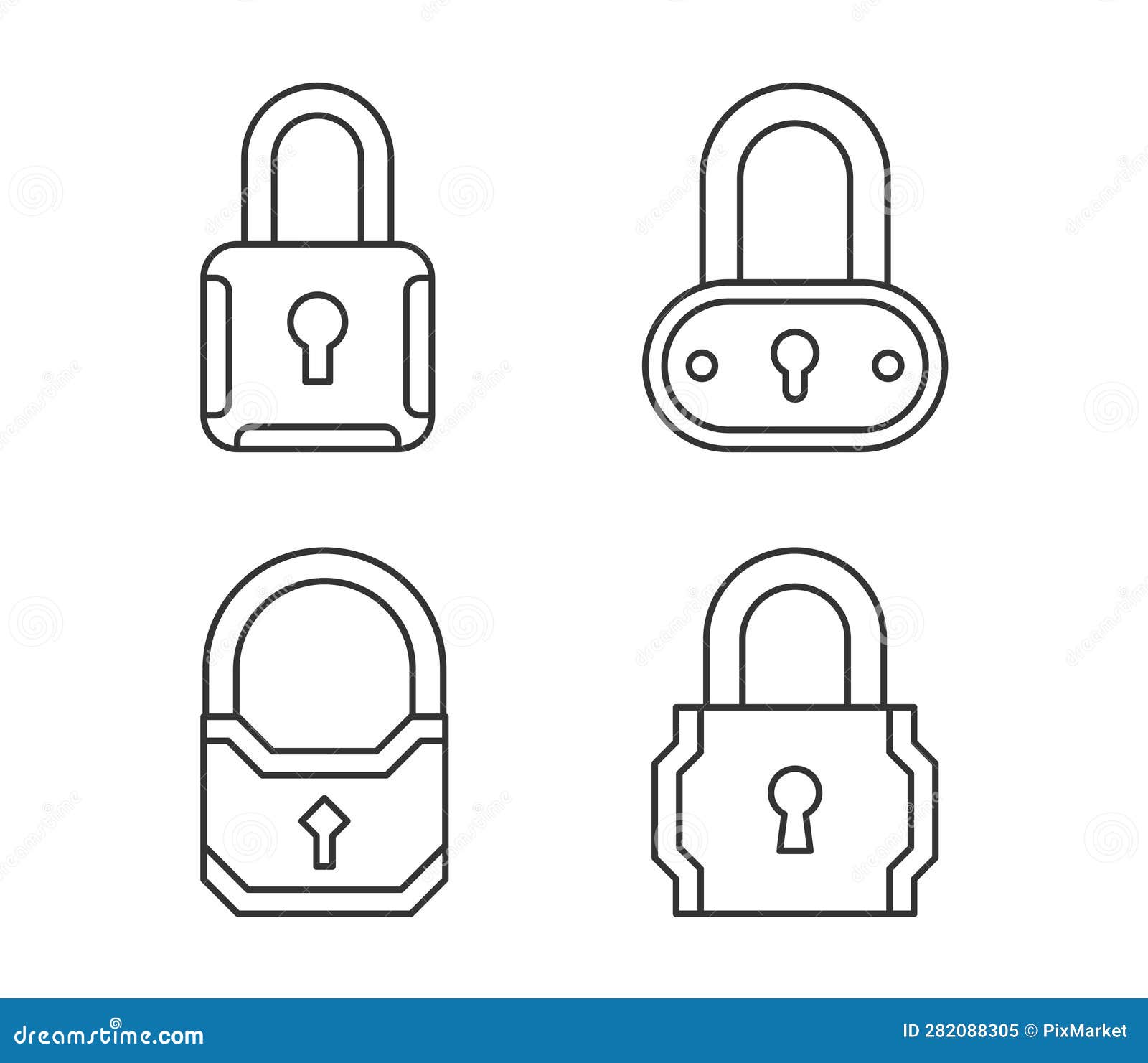 Lock Line Icons stock vector. Illustration of encryption - 282088305