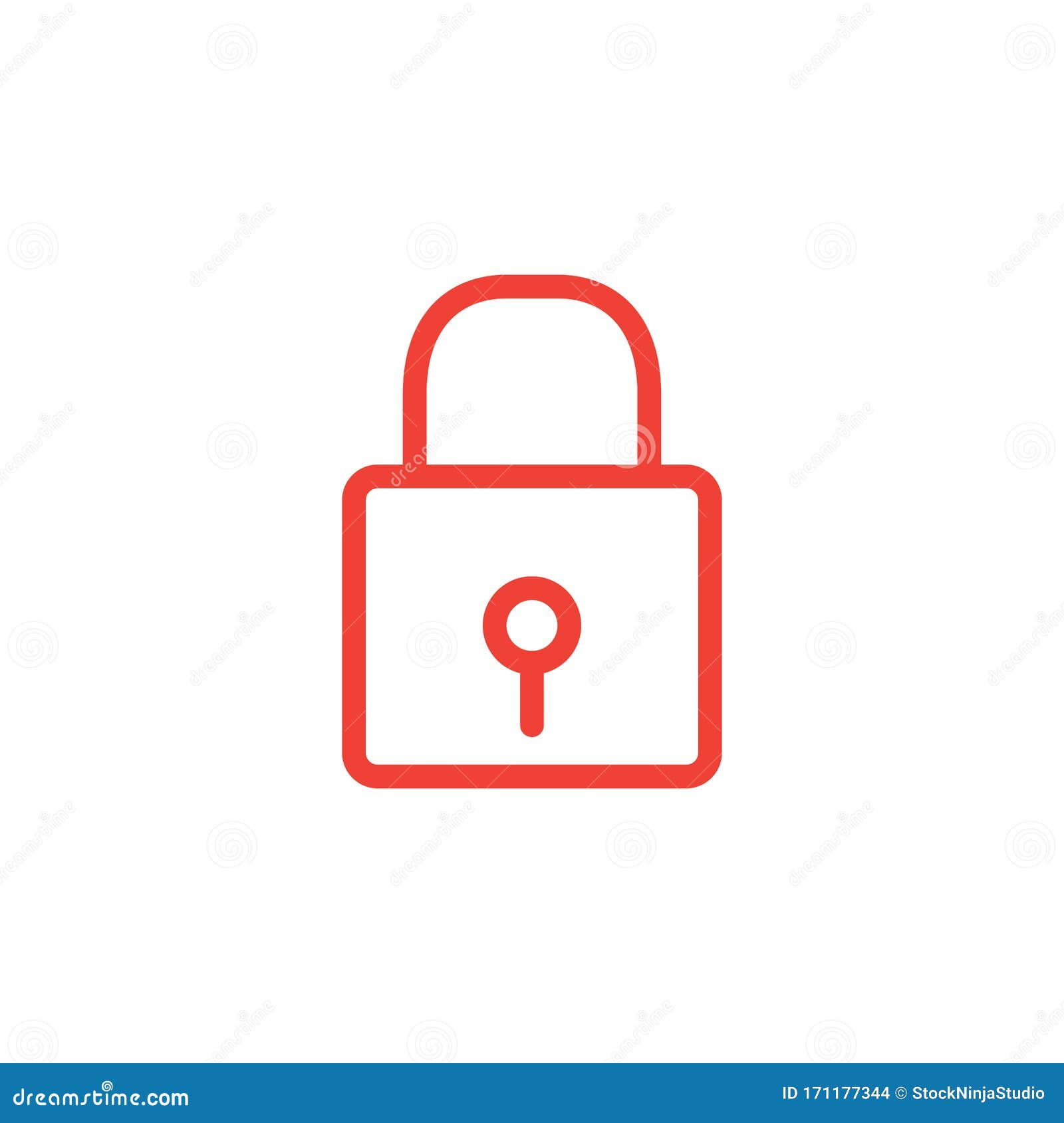 Lock Line Red Icon on White Background. Red Flat Style Vector ...