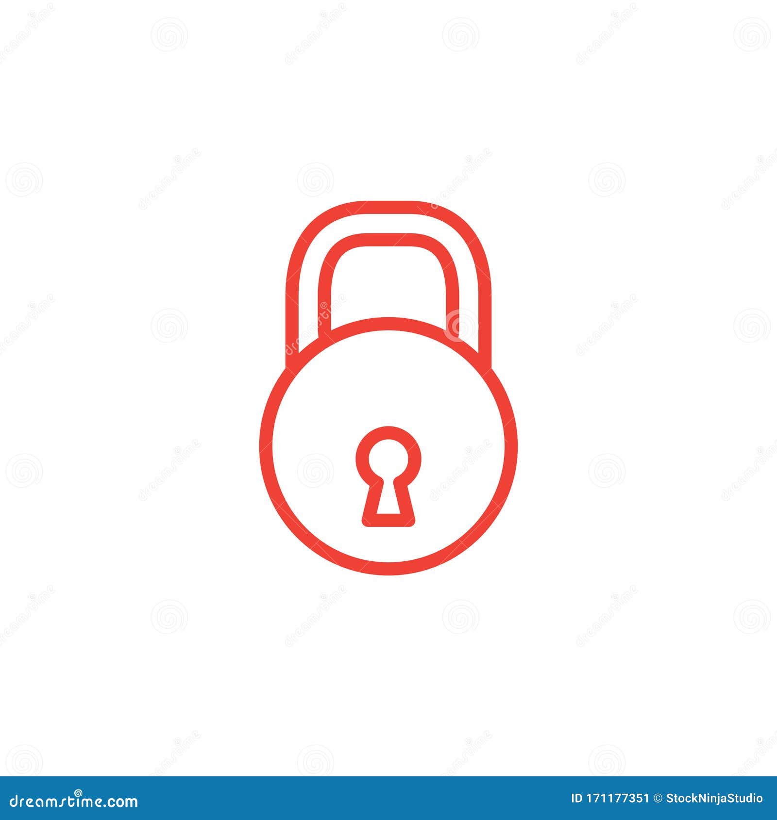 Lock Line Red Icon on White Background. Red Flat Style Vector ...