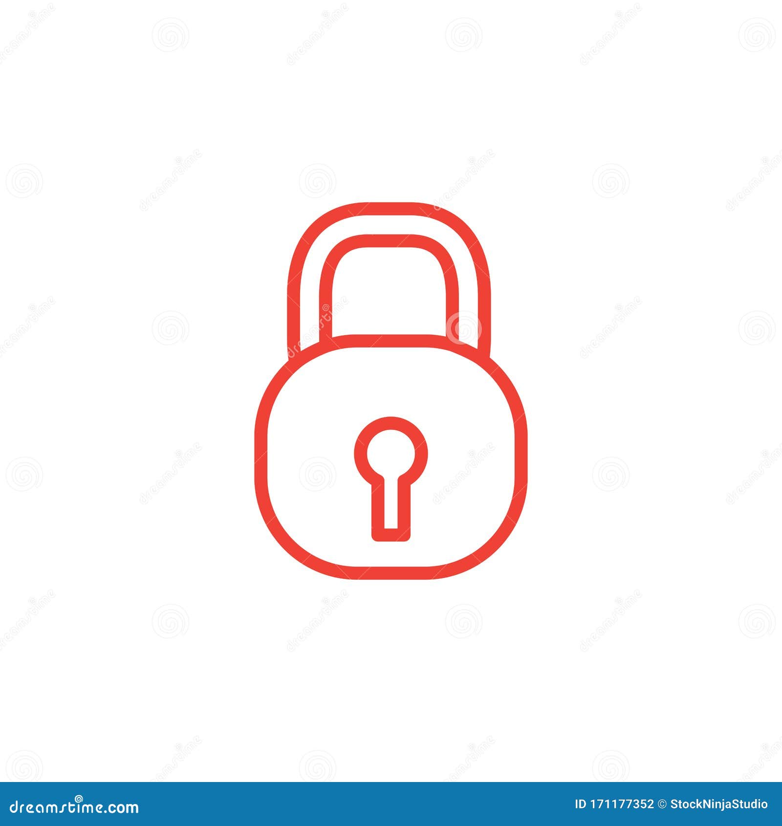 Lock Line Red Icon on White Background. Red Flat Style Vector ...