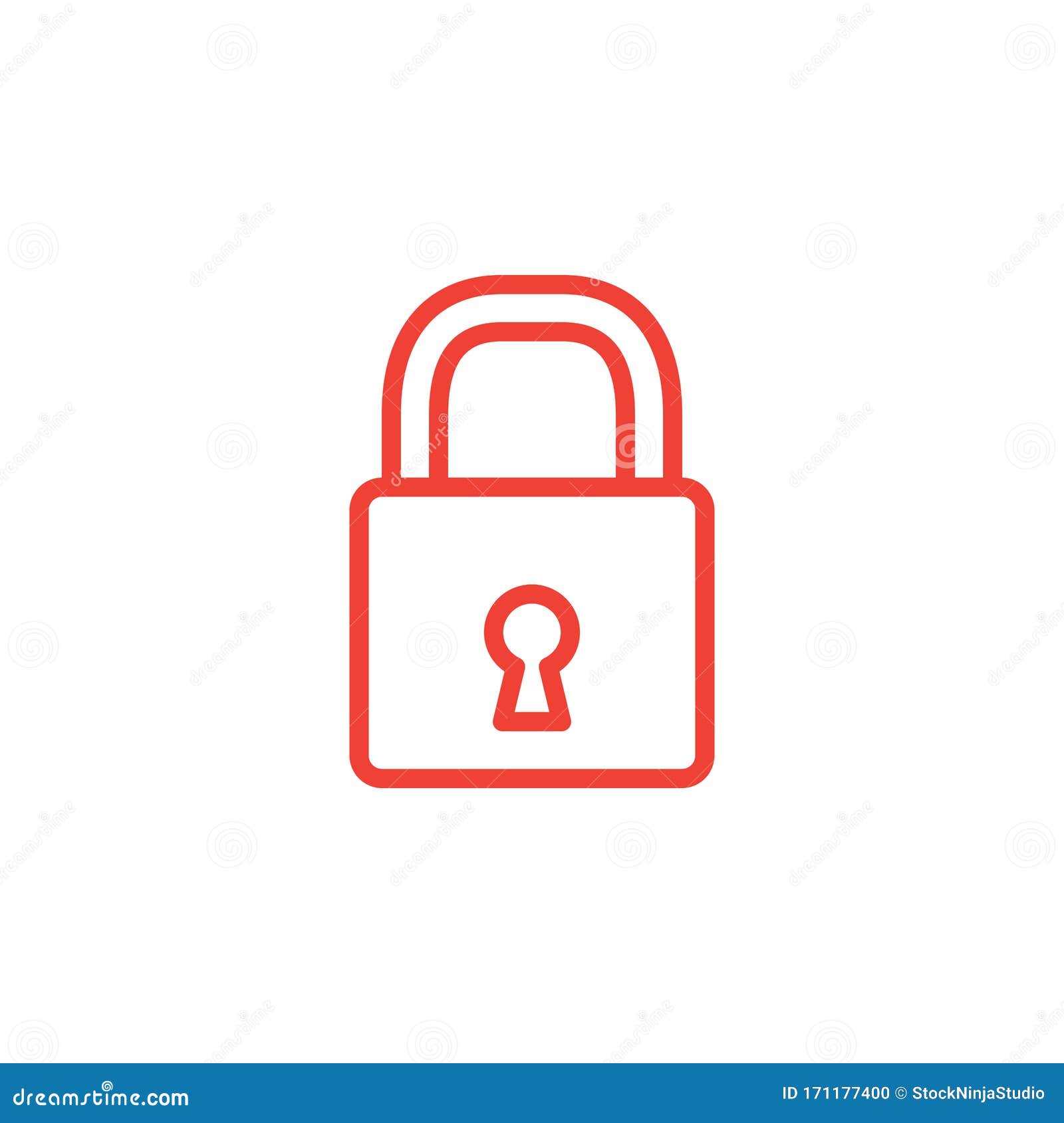 Lock Line Red Icon on White Background. Red Flat Style Vector ...
