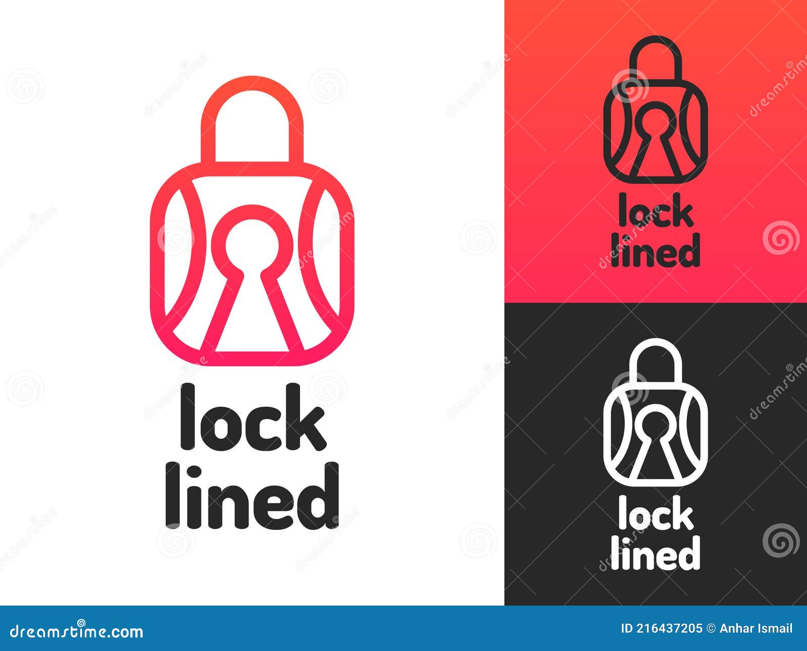 Lock Lined Logo Design stock vector. Illustration of line - 216437205