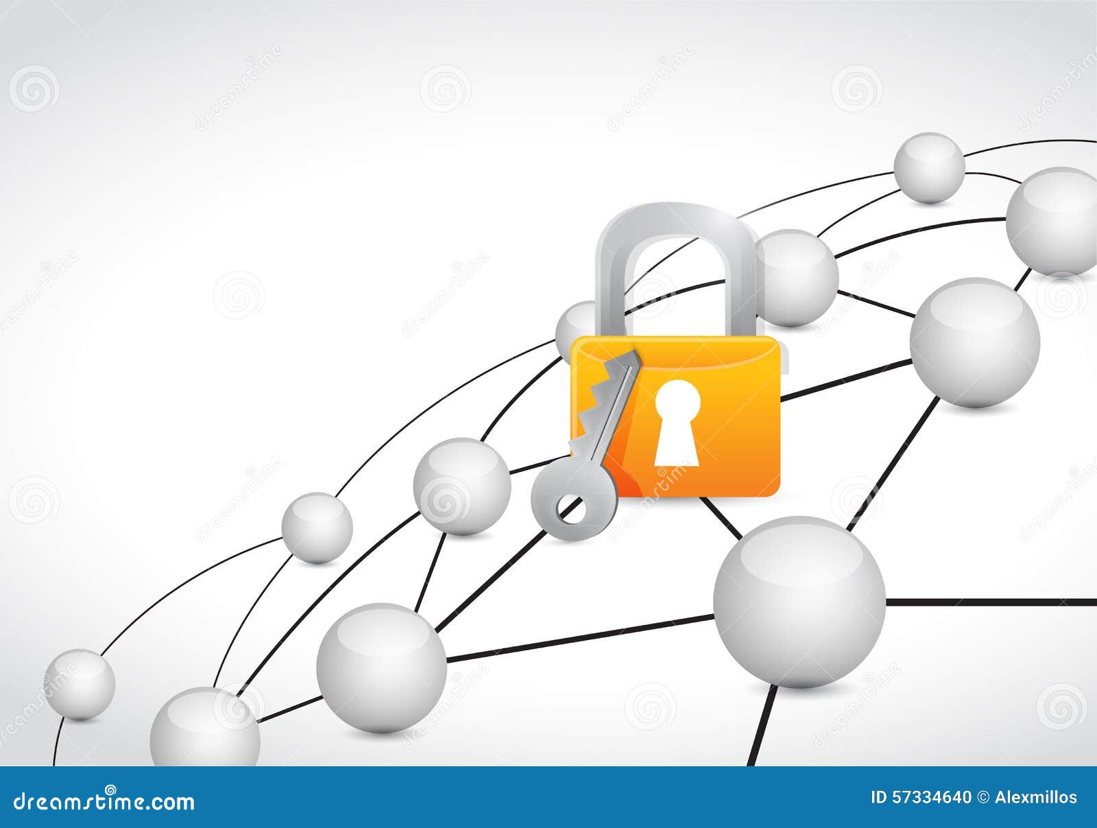 Lock Link Sphere Network Connection Concept Stock Illustration ...
