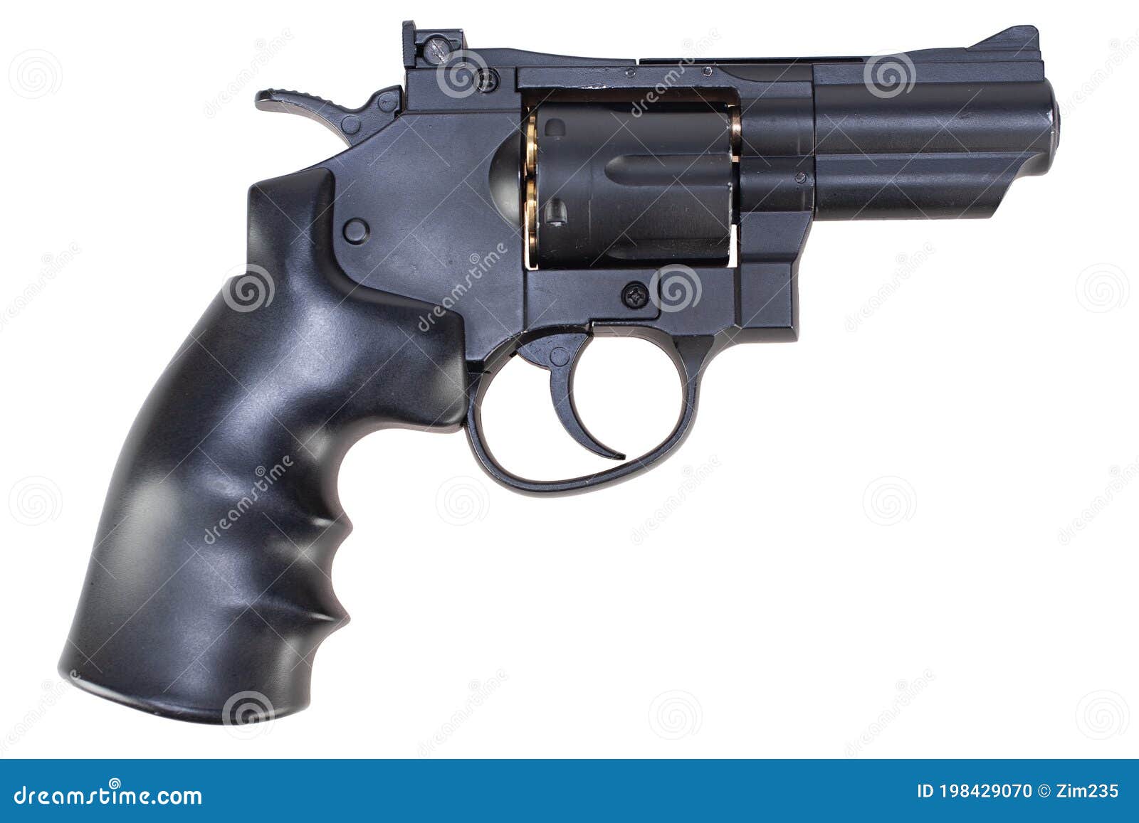 Lock and Load Revolver with Ammunition in Cylinder Isolated on White ...