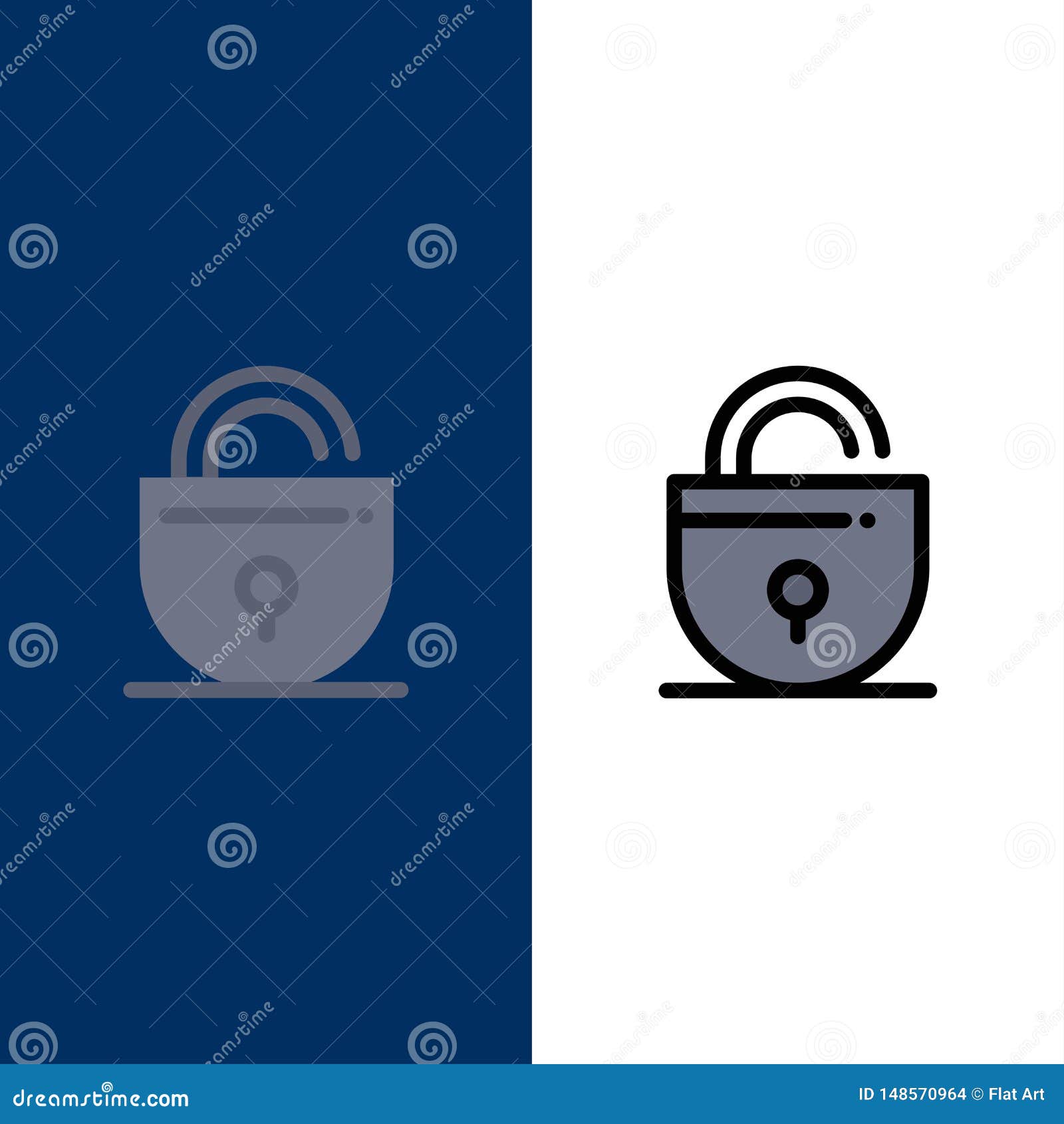 Lock, Locked, Security, Internet Icons. Flat and Line Filled Icon Set ...