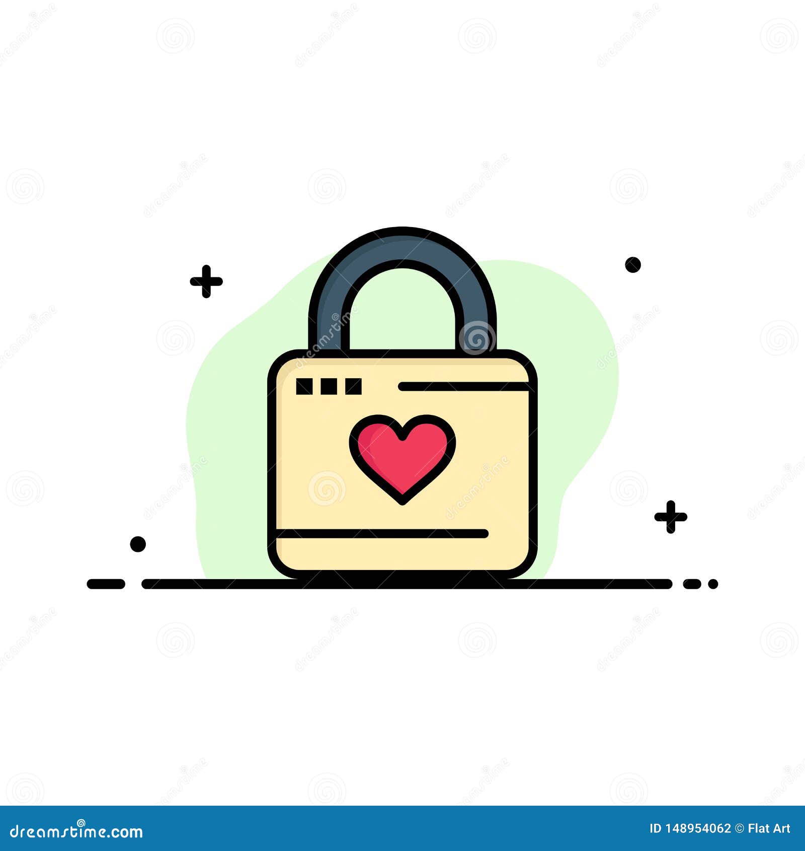 Lock, Locker, Heart, Heart Hacker, Heart Lock Business Flat Line Filled ...