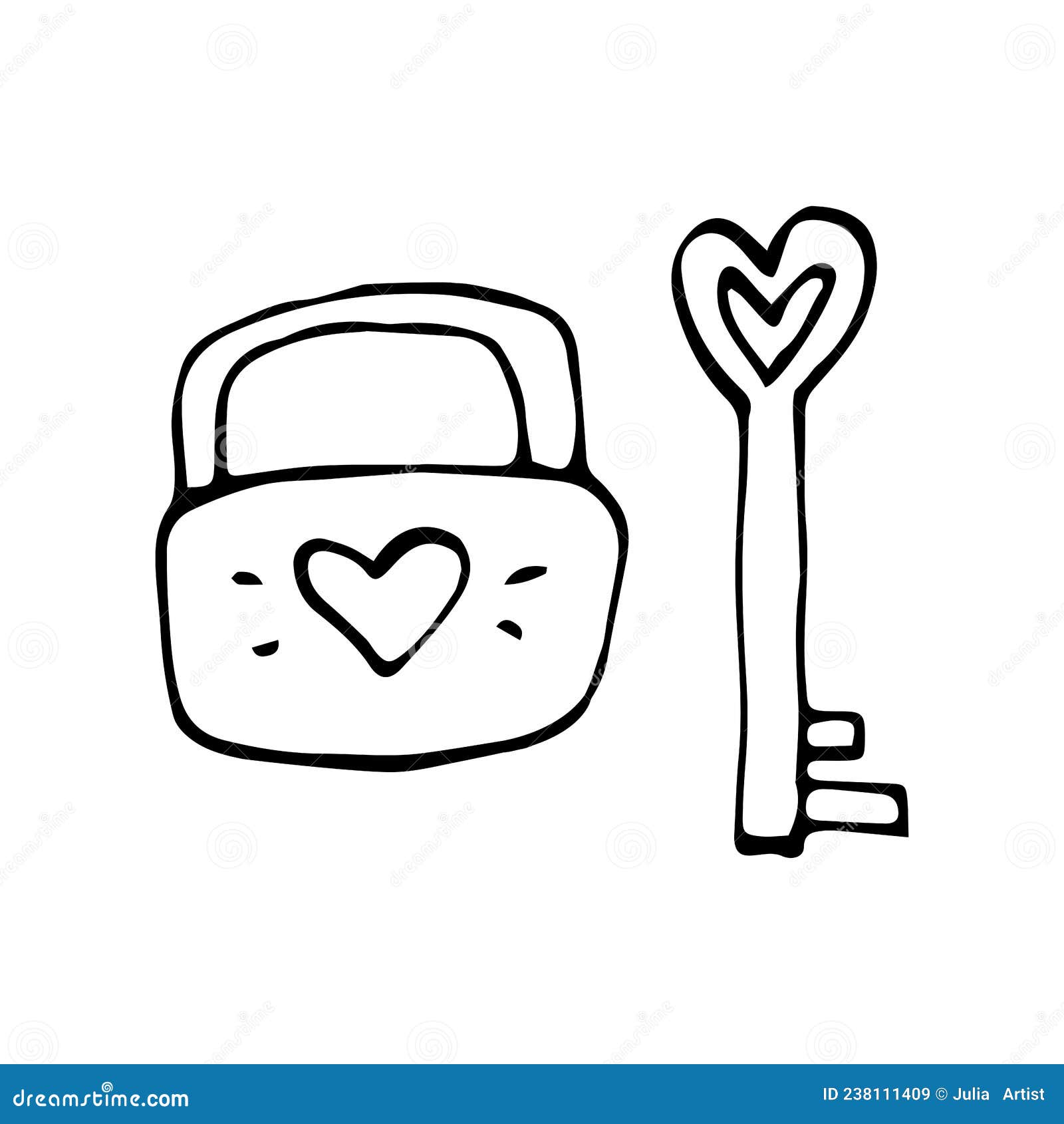 Keys and locks doodle set. stock vector. Illustration of drawing ...