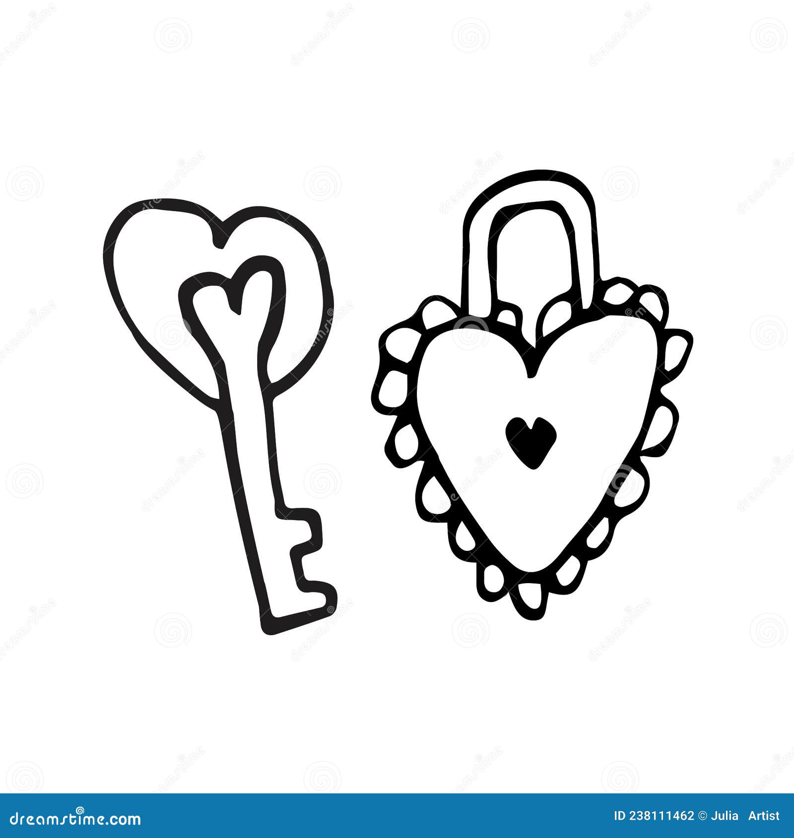 Keys and locks doodle set. stock vector. Illustration of lock - 238111462