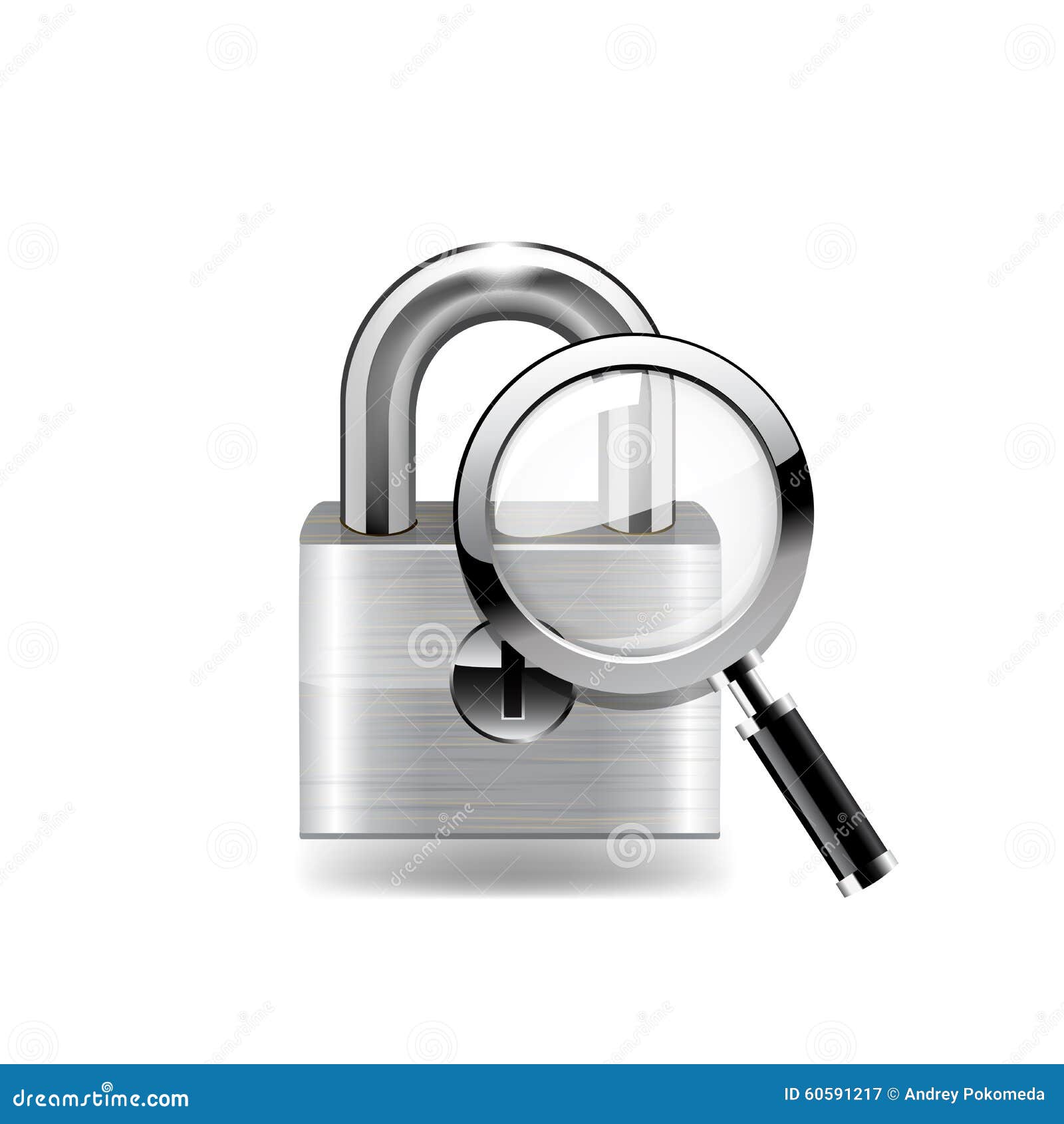Lock and Magnifying Glass. Vector Stock Vector - Illustration of ...