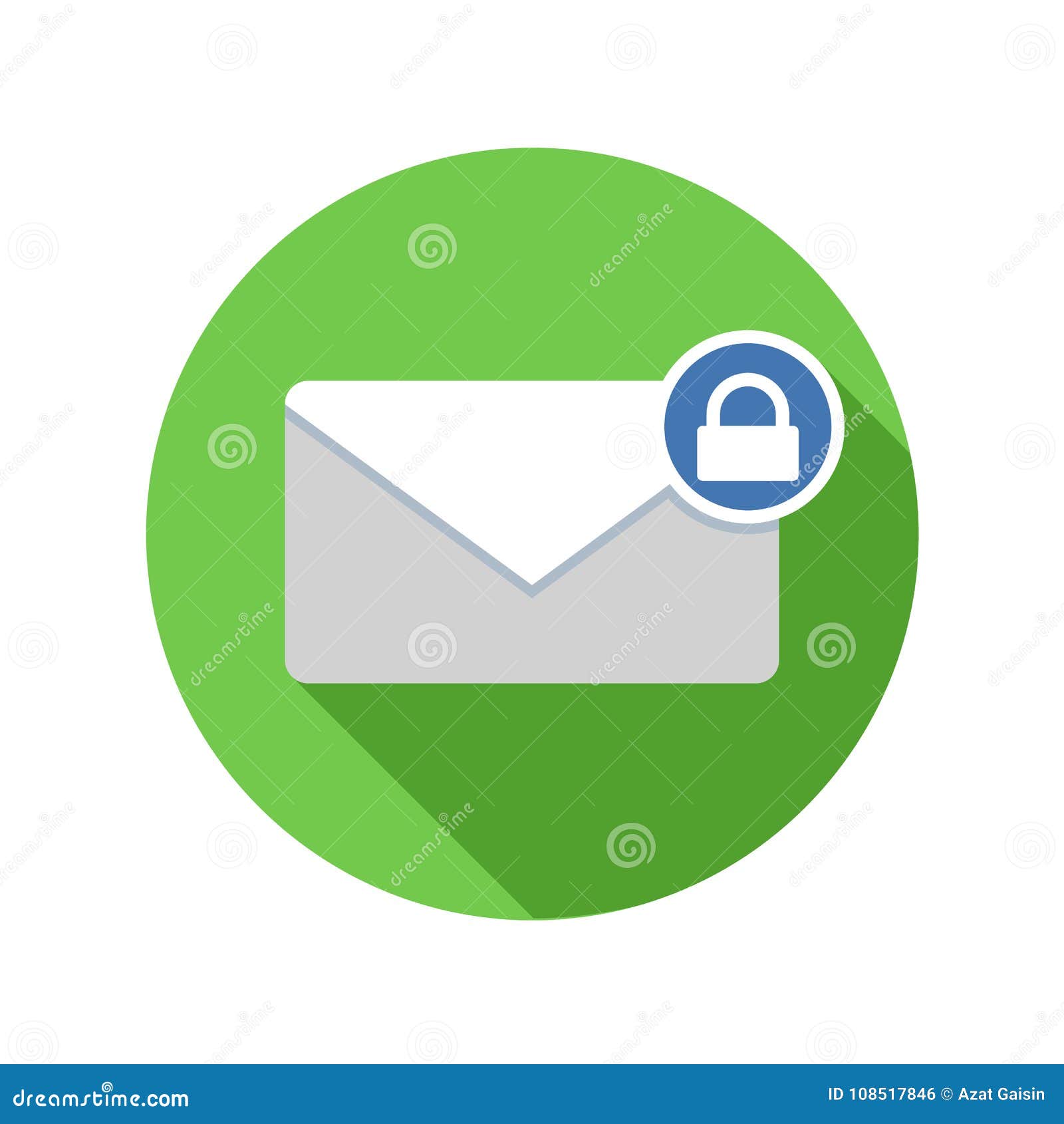 Lock Mail Icon. Email Icon with Long Shadow Stock Vector - Illustration ...