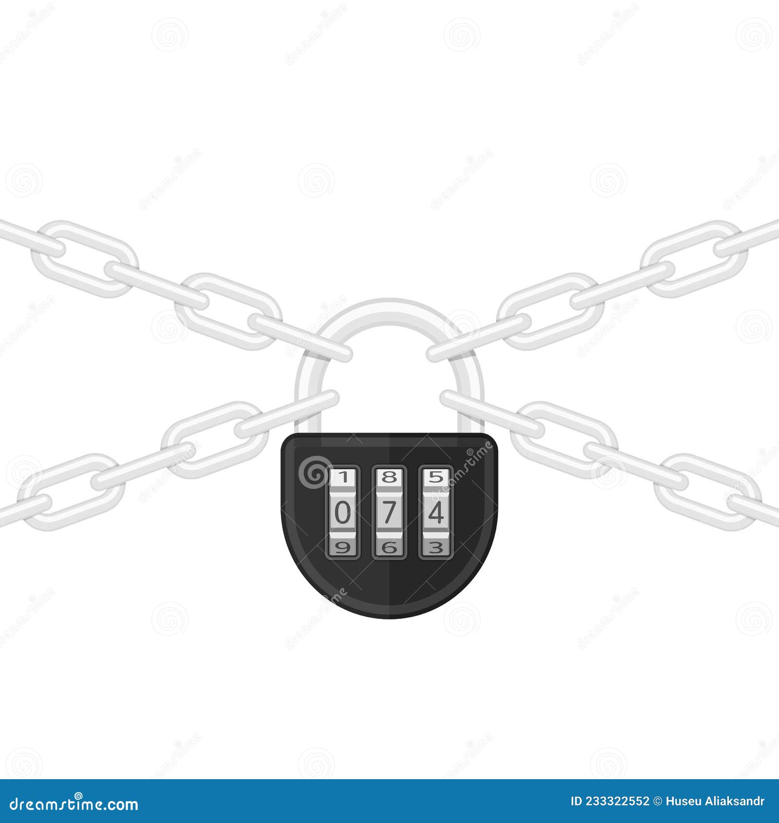 Lock and metal chain. stock vector. Illustration of close - 233322552